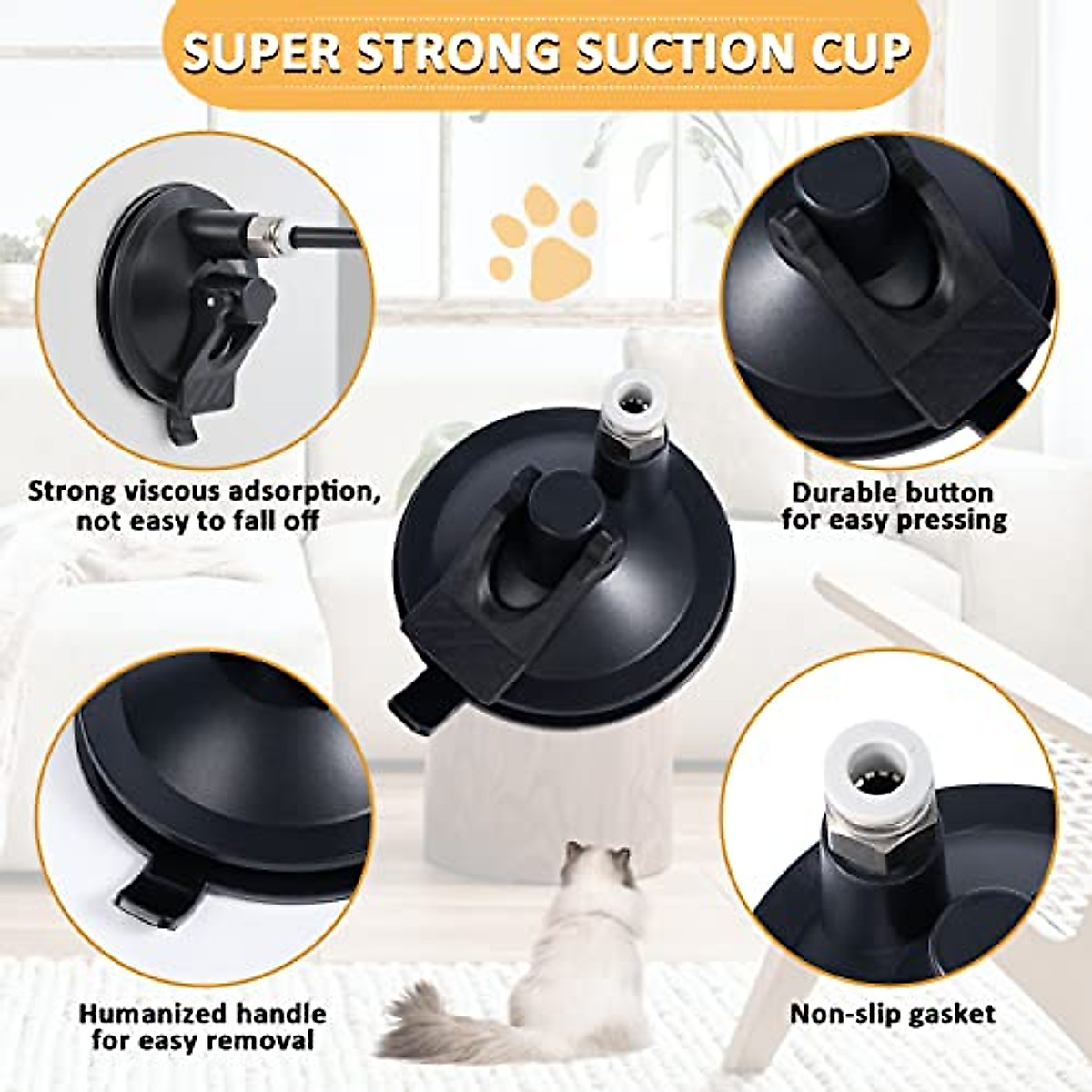 MEWTOGO Hanging Door Cat Toy, Retractable Interactive Cat Feather Toys with Super Suction Cup and 5 Replaceable Feathers, Suction Window Cat Teaser Toy for Indoor Cats Kitten Play Chase Exercise