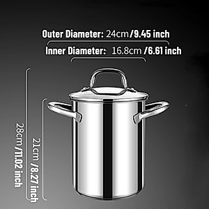 GOVNPJ Asparagus Pot, Asparagus Steamer Stainless Steel Steamer Cooker 4L Pasta Pot with Strainer Pasta Cooker for Spaghetti, Oil Deep Fry Pan for French Fries