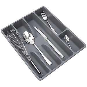 Besilord Silverware Tray for Drawer Kitchen Drawer Organizer Silverware Holder Utensil Organizer Cutlery Organizer Tray Plastic Flatware Organizers