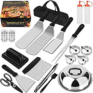 Griddle Accessories Kit, 20PCS Flat Top Grill Accessories Set for Blackstone and Camp Chef, Grill Spatula Set with Basting Cover, Griddle Cleaning Kit for Outdoor BBQ, Teppanyaki and Camping