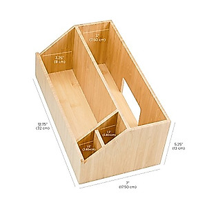 MobileVision Bamboo Bathroom Organizer Bundle Includes Compartments for Hair Care and Toiletries & Rotating Caddy for Cosmetics