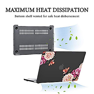 iLeadon MacBook Pro 13 inch Case 2020 Release Model A2338 M1/A2251/A2289, Plastic Hard Shell Case with Keyboard Cover Only Compatible 2020 New MacBook Pro 13 with Touch Bar Fits Touch ID, Peony Flower