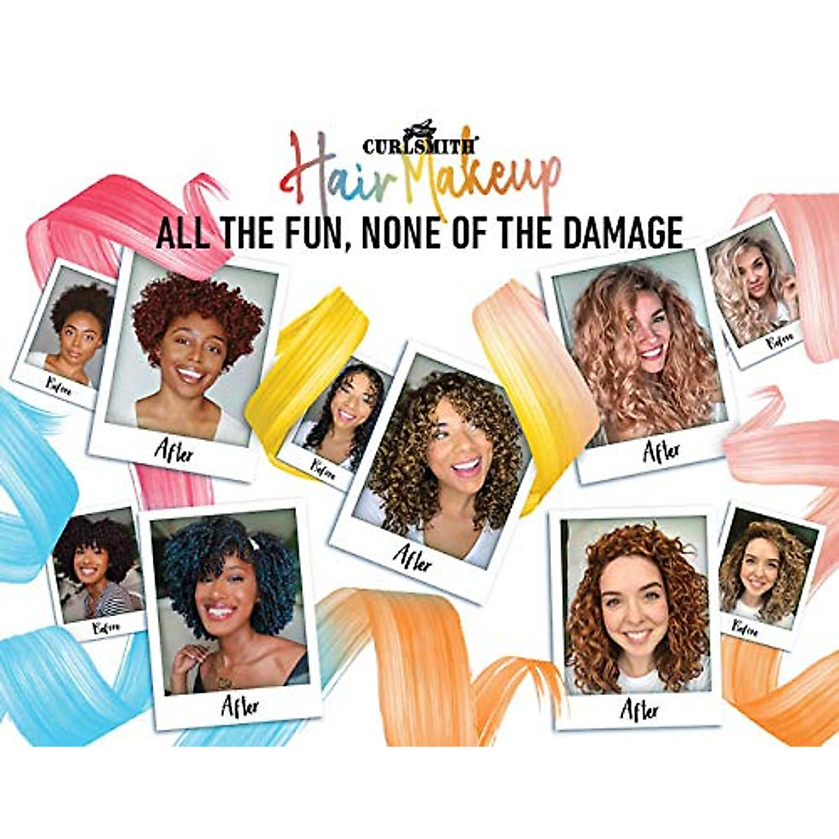 Curlsmith - Rainbow Hair Makeup Bundle - Vegan Temporary Hair Color & Styling Gel, 5 Colors (3 fl.oz x 5)