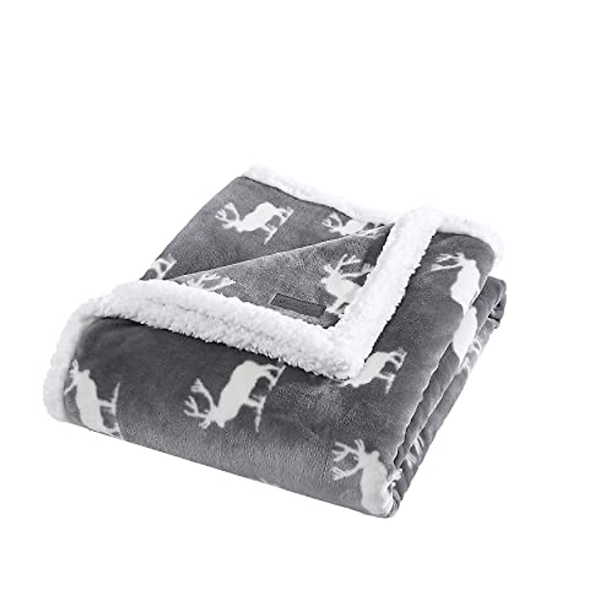 Eddie Bauer Ultra-Plush Collection Throw Blanket-Reversible Sherpa Fleece Cover, Soft & Cozy, Perfect for Bed or Couch, Elk Stance Grey