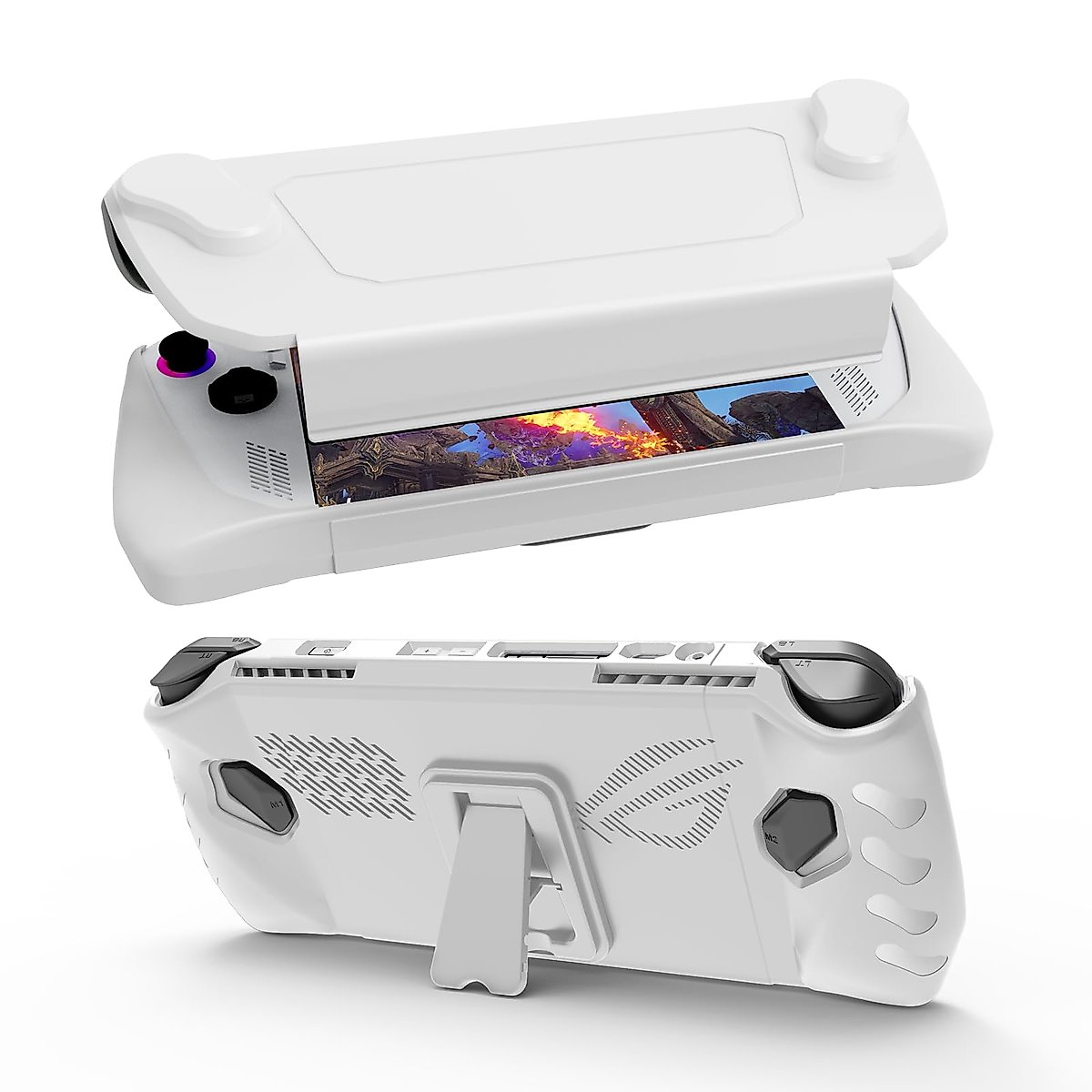 JOYTORN Full Protective Case Compatible with ASUS Rog Ally 7" 2023,Rog Ally Case with Detachable Front Shell Cover,Kickstand Protector Case,Non-Slip&Anti-Scratch,Frosted Handheld Design (White)…