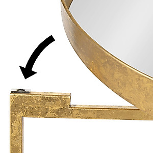 Kate and Laurel Celia Metal Foldable Round Accent Coffee Table, 28.25" x 28.25" x 19", Mirrored Surface and Gold Frame, Modern Minimalist Design and Detachable Magnetic Tabletop