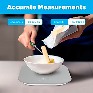 Smart Weigh 11 lb. Digital Kitchen Food Scale, Mechanical Accurate Weight Scale with 5-Unit Modes, Grams and Ounces for Weight Loss,Weighing Ingredients, Dieting, Keto Cooking , Meal Prep and Baking