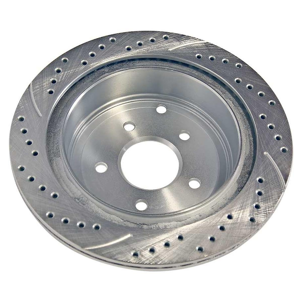 KAGWFEA 2pcs Disc Brake Rotor Set Rear Side Silver Zinc Plated Performance Drilled and Slotted PR41350DSZPR PR41350DSZPR,Free return
