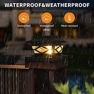 TWINSLUXES Solar Post Cap Lights,25LM Outdoor Fence Post Cap Lights,Waterproof,2 Light Modes,Fit 3.5x3.5/4x4/5x5in Wooden Post or Vinyl,Solar Deck Post Lights for Garden Deck Patio Decoration