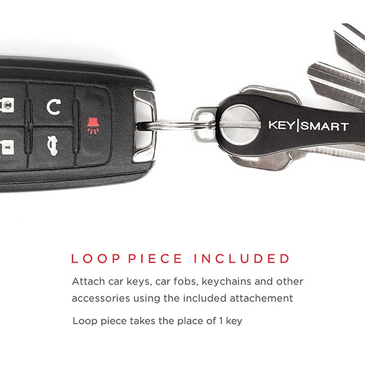 KeySmart Stainless Steel EDC Keychain Keyring for Attaching Keys Car Fob and More, Great Multi-Purpose Loop Piece to Attach Accessories to KeySmart Keyholder, Wallets, Belt Loops, Bags, Purses etc.