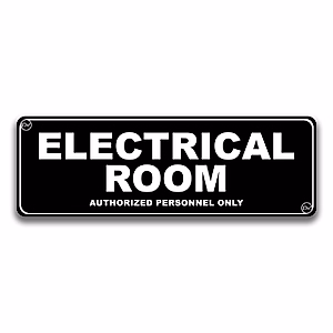 Sign for Door, Authorized Personnel Only in Acrylic Plastic, Black and White, Rounded Corners, Durable, Long Lasting with Double Sided Tape in the Back - 3" x 9" (Electrical Room)