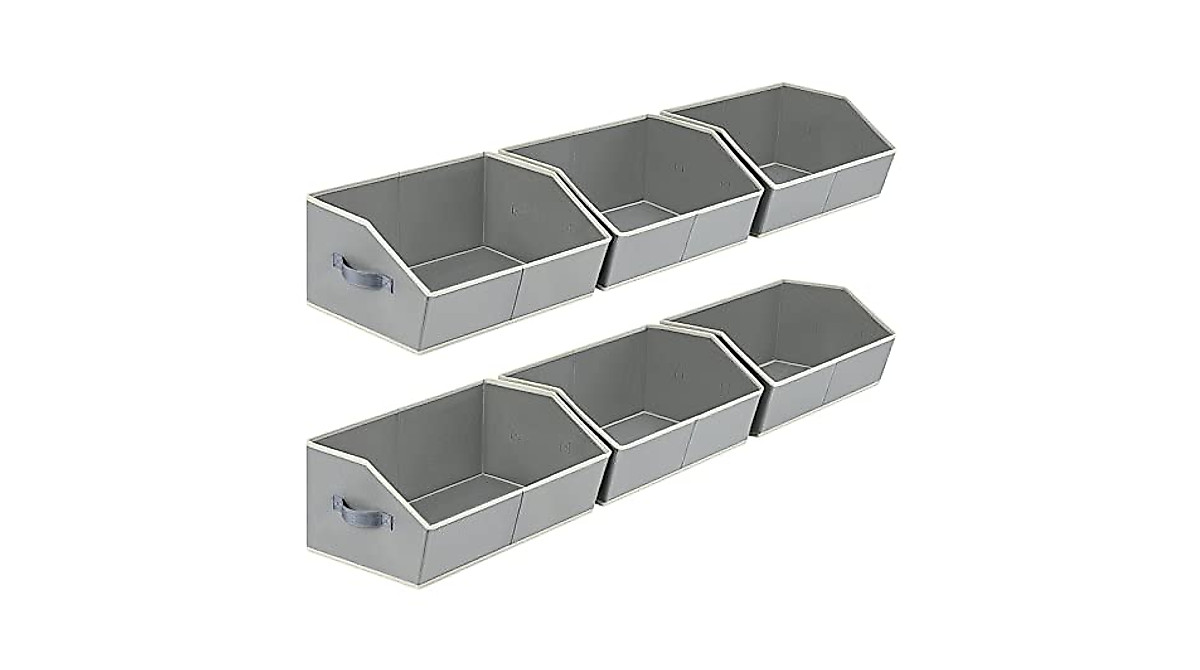 Homsorout Trapezoid Storage Bins – 6 Pack Closet Organizers in Grey