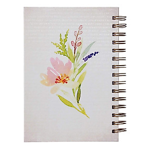 Christian Art Gifts Journal w/Scripture Be Still Watercolor Psalm 46:10 Bible Verse Floral 192 Ruled Pages, Large Hardcover Notebook, Wire Bound