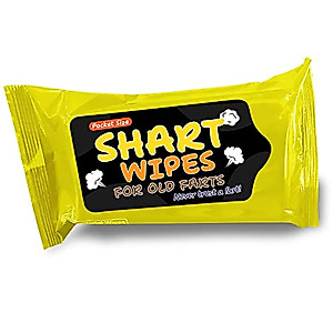 Shart Wipes for Old Farts - Over the Hill Gag Gifts for Mens Birthdays - Prank Gifts for Dads - Stocking Stuffers for Adults - Pocket Size Moist Towelettes, Disposable, 15 count