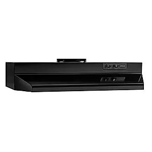 Broan-NuTone Economy 30-inch Under-Cabinet Easy Install Range Hood with 2-Speed Exhaust Fan and Light, 230 Max Blower CFM, Black