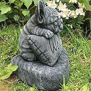 EKDJKK Bulldog Resin Statue, Animal French Bulldog Ornament Figurine Sculpture, Garden Decoration Porch Lawn Welcome Statue for Indoor & Outdoor, Home, Office, Lawn, Patio