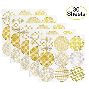 30 Sheets Decorative Gold Circle Envelope Seals Stickers Self-Adhesive Universal Sealing Stickers Gift Boxes Stickers Label Stickers