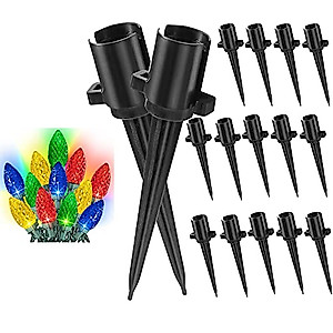 Dazzle Bright 5.5 Inch 100 Pack Christmas Light C9 Stakes + 100 LED 66 FT C9 Christmas String Lights