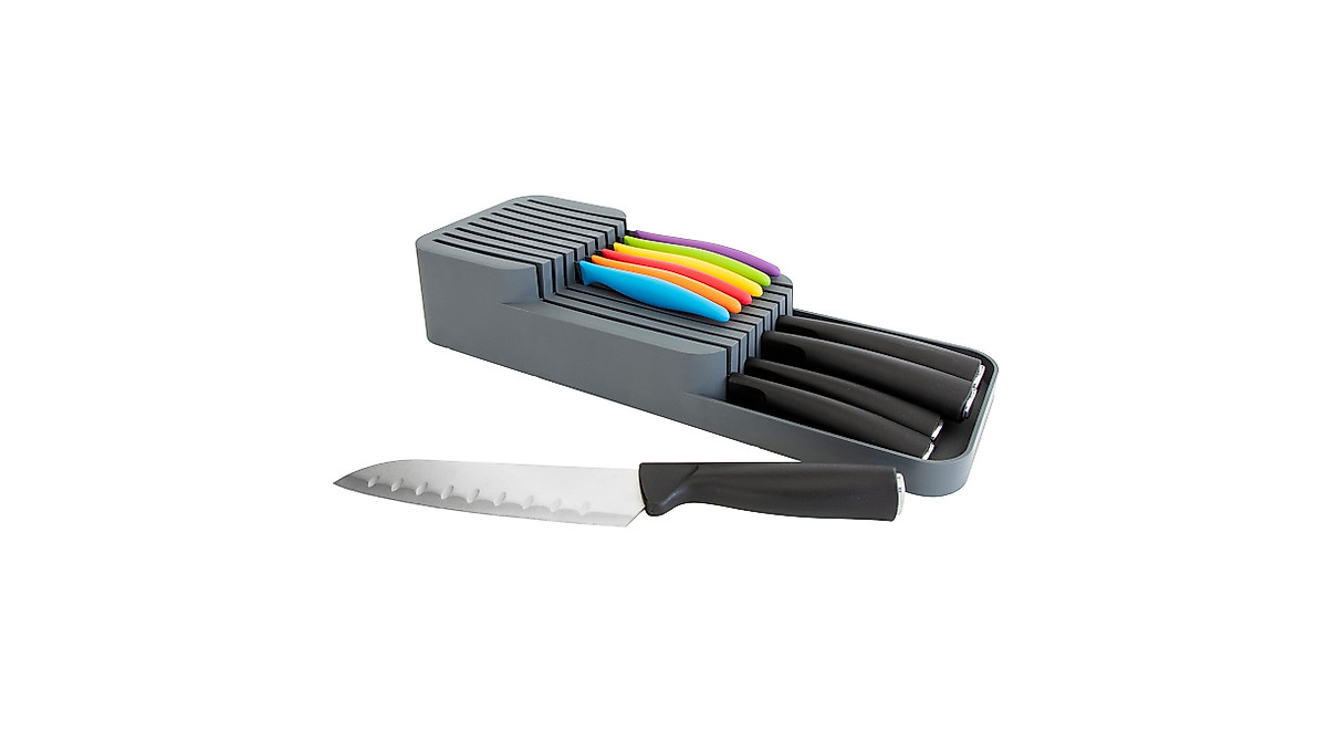SAVUK Silverware Organizer - Space-Saving Drawer Divider Tray