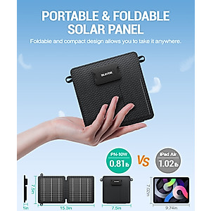 BLAVOR Solar Charger Power Bank Plus 10W Portable Solar Charger(5V/2A Max)