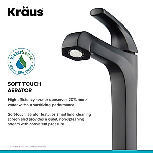 Kraus KVF-1210MB Esta Single Handle Vessel Bathroom Faucet with Pop-Up Drain, Matte Black