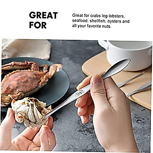 Healvian 5pcs Stainless Steel Crab Fork Tool Heavy Duty Forks Seafood Tools Lobster Eating Tools Prawns Picks Seafood Opener Tool Set Crabs Eating Tools Kit Crabs Eating Fork Silver