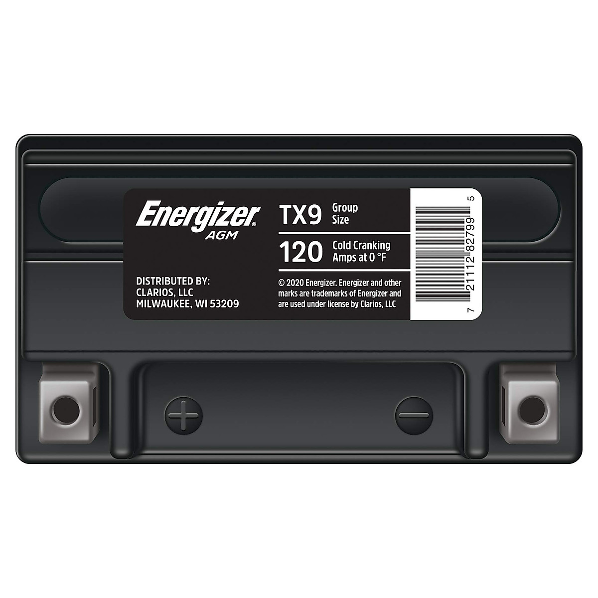 Energizer TX9 AGM Motorcycle and ATV 12V Battery, 120 Cold Cranking Amps and 8 Ahr, Replaces: YTX9-BS and others, Black