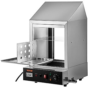 VEVOR Hot Dog Machine, 36 L, 2-Tier Hot Dog Steamer for 200 Hotdogs & 42 Buns, 1200W Electric Bun Warmer Cooker with Rotary Knob Temp Display 7.5 L Water Tank, Stainless Frame and Tempered Glass Doors