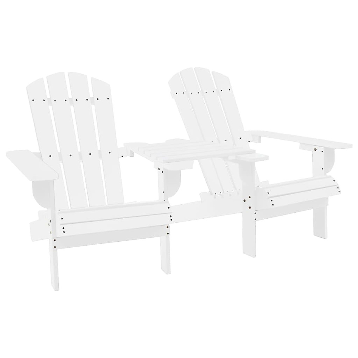 Tidyard Patio Adirondack Chairs with Tea Table Solid Wood Fir White Outdoor Fire Pit Chair Wooden Garden Armchair for Porch Pool Lawn Deck Backyard Balcony Outdoor