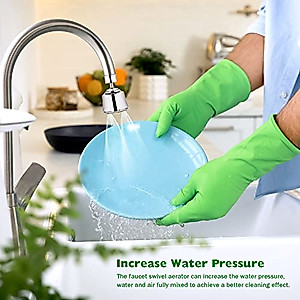 Houtingmaan Kitchen Sink Faucet Aerator with 2 Ball Joint, Big Angle Swivel Faucet Head Replacement with 4 Spray Models, 55/64-27UNS Famale Thread - Chrome