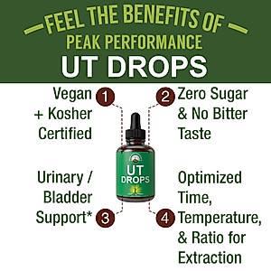 Urinary Tract Health UTI Herbal Treatment For Women. Vegan Kosher Bladder Relief Liquid Supplement Drop with Wild Harvested Uva Ursi Leaf, Organic Nettle Leaf & Dandelion Root, Juniper, Horsetail Herb