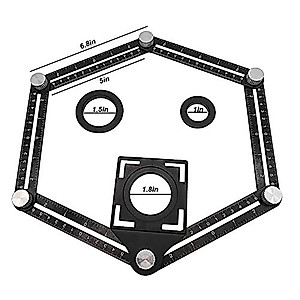 Six-Sided Aluminum Alloy Angle Measuring Tool, Angle Ruler Template Template Tool Full Metal Measuring Rules Layout Tool for Handymen Builders DIY Carpenters Craftsmen