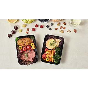 FULIGN 24 oz Meal Prep Containers With Lids Reusable 50 Pack Extra-thick Plastic Food Storage Black Disposable To Go Lunch Box BPA Free Stackable Microwave Dishwasher Freezer Safe