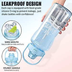 Half Gallon Water Bottle with Sleeve 64 OZ Water Bottle with Straw & Time Marker to Drink Leakproof Motivational Water Jug with Insulated Holder Workout Gym Sport