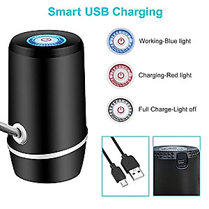 Water Dispenser for 5 Gallon Bottle, USB Charging Electric Water Jug Dispenser, Portable Automatic Drinking Water Pump for Travel, Picnic, Camping, Home, Kitchen, Office (Black)