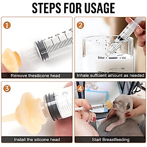 CZTNNZK Silicone Material Kitten Nipples for Nursing, Reusable Kitten Syringe for Feeding,Silicone Pacifier Suitable for Kittens, Puppies and Wild Animals. (Small)