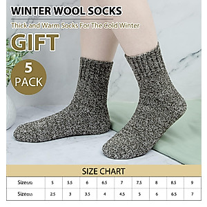 YSense 5 Pairs Women's Wool Socks - Thick Knit Warm Winter Socks; Cozy & Comfy Gifts