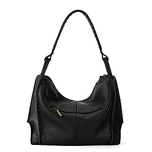 The Sak Los Feliz Hobo in Leather, Lined, Roomy Shoulder Purse, Black