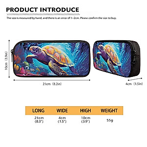 Drnuikhe Sea Turtle Large Capacity Pencil Pouch for Boys Girls, Pencil Case for Girls Teen Boys,Office Desk Soft Organizers Small Makeup Bag