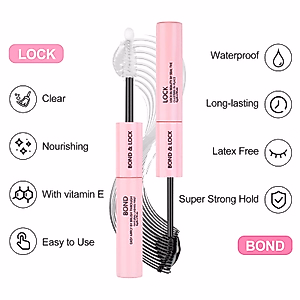 Fenshine Lash Bond and Seal, Cluster Eyelash Glue, Individual Cluster DIY Eyelash Extensions, Super Strong Hold Cluster Lash Adhesive, Waterproof, Latex Free, Mascara Wand Glue