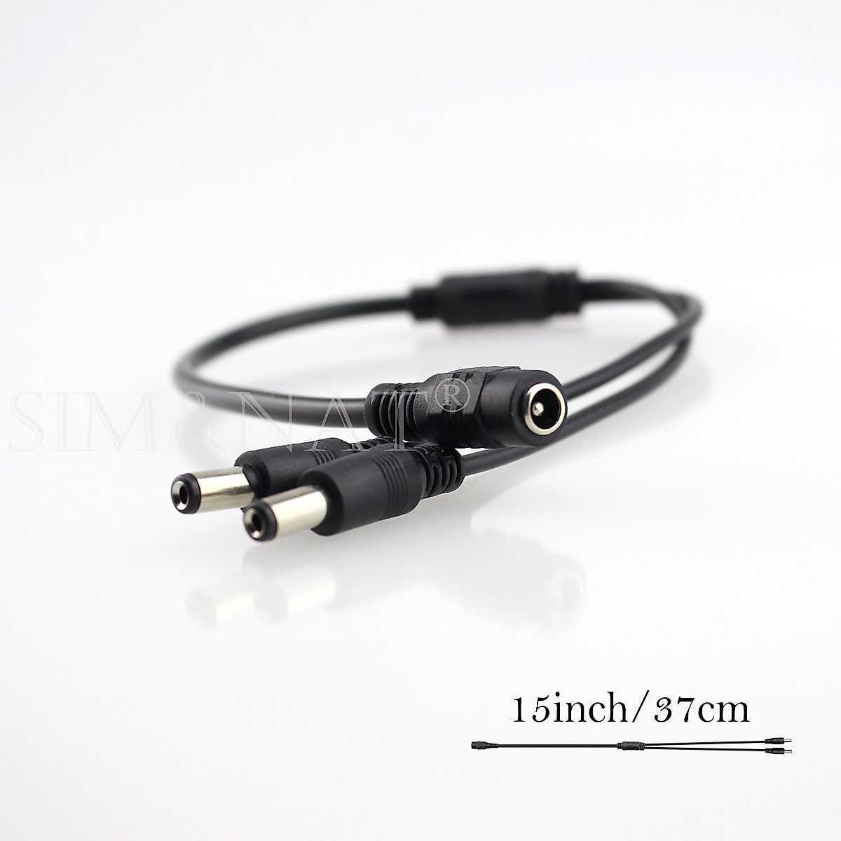 SIM&NAT 1 Female to 2 Male 5.5mm x 2.1mm DC Power Supply Splitter Cord, Y Splitter Adapter Wire, Y-Cable for Security CCTV Parking Camera, LED Strip Light, Pack of 2