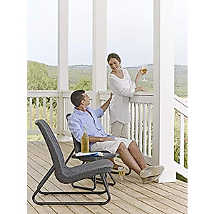 Keter 17197637 Rio 2 Seater Rattan Outdoor Patio Garden Furniture Set, Graphite