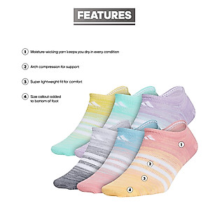 adidas Kids-Girl's Superlite No Show Socks (6-Pair), Hazy Rose/Hazy Blue/White, Large