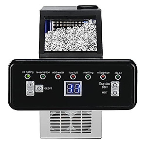 ROVSUN Commercial Ice Maker 110lbs/24h Automatic Built-in Stainless Steel Under Counter/Portable Freestanding for Restaurant Bar with 24lbs Storage, Connection Hoses & Ice Scoop