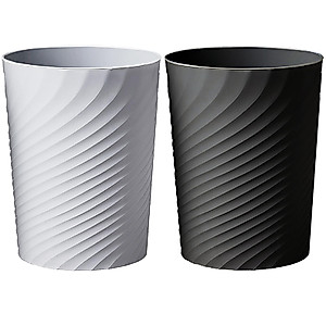 HOLTPHILI Small Bathroom Trash Can 1.8 Gallon Wastebasket Recycling Bin for Bedroom Office Kitchen (Black White, 2 Pack)