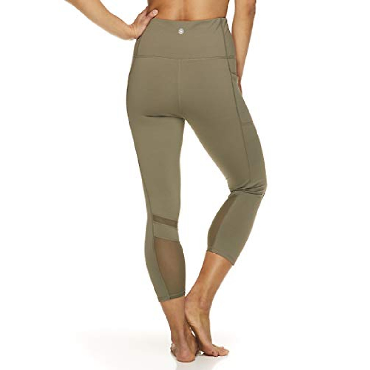 Gaiam Women's High Waisted Capri Yoga Pants - High Rise Compression Workout Leggings - Athletic Gym Tights - Dusty Olive Green, X-Small