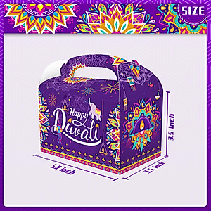 KYMY Diwali Treat Boxes, 12pcs Happy Diwali Goodie Candy Gift Boxes for Snack Sugar Chocolate, India Festival of Lights Gift Boxes, India Festival Party Favor for Diwali Decorations