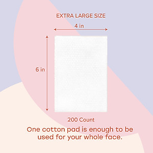 White Rabbit - Naked Cotton Classic - Premium Facial Cotton Pads - for Makeup Remover, Toner, Mask - 100% Cotton, Unbleached, Lint-Free - Extra Soft & Durable - Natural & Cruelty-Free - 200 Count