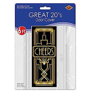 Beistle 59903 2 Piece Great 20's Door Covers, 30" x 6', Black/Gold