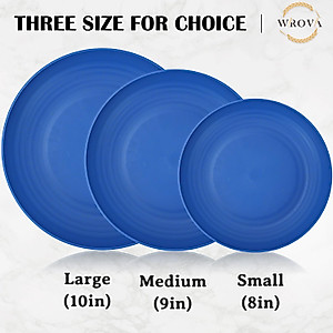 Wheat Straw Salad Plates - 9 Inch Unbreakable Dinner Plates Set of 8 - Dishwasher & Microwave Safe Plastic Plates Reusable - Lightweight Plates for kitchen,camping (Ocean)
